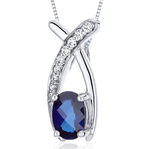 Revoni 925 Sterling Silver Oval Cut Blue Sapphire Pendant & Necklace £ ...