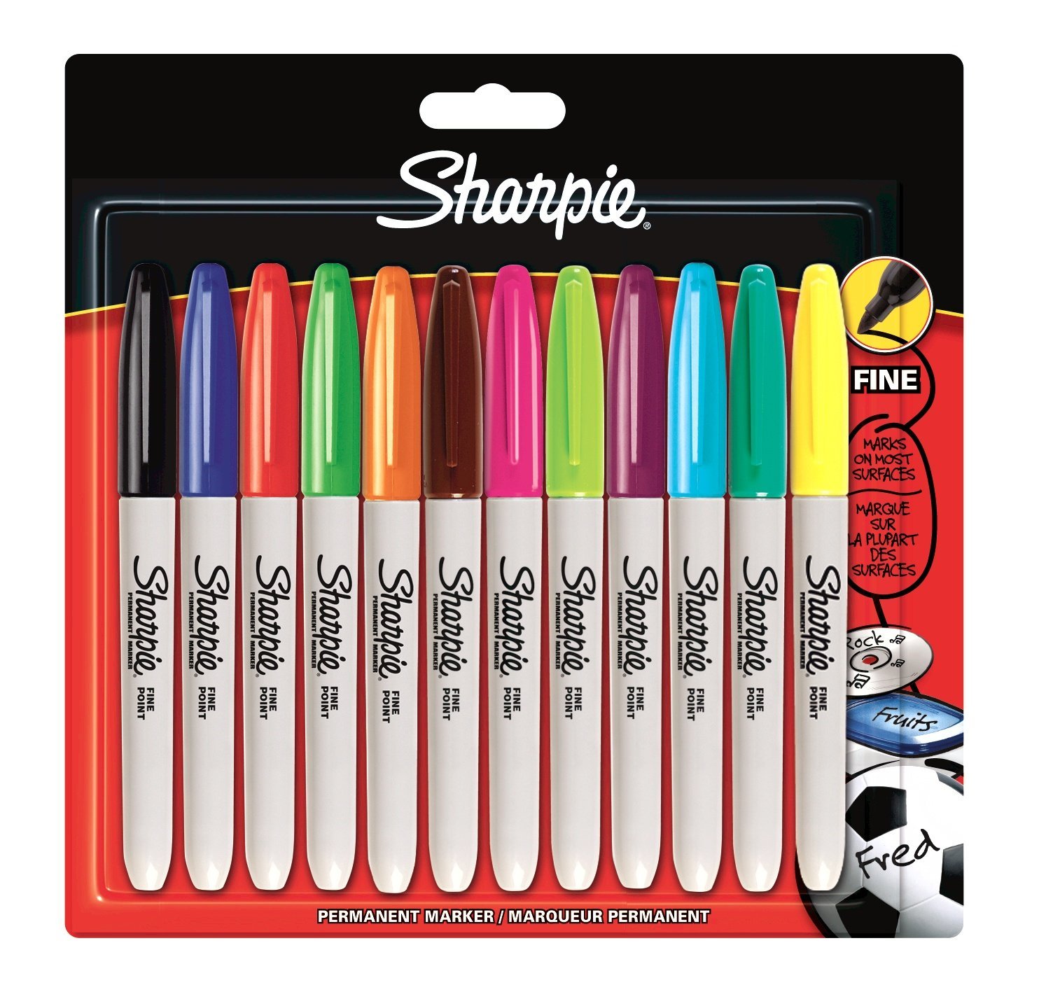 BARGAIN Sharpie Fine Permanent Marker Assorted Colours – Pack of 12 ...